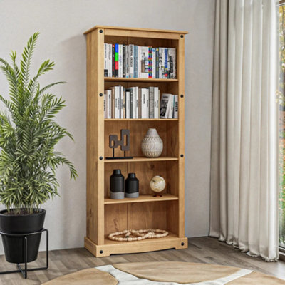 Corona Bookcase Tall Pine Large Mexican Solid Wood
