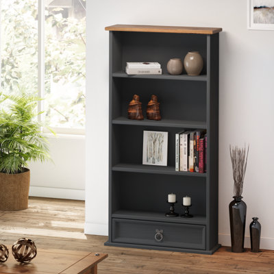 Corona Charcoal 1 Drawer DVD Rack 4 Shelf Media Storage Solid Pine with ...