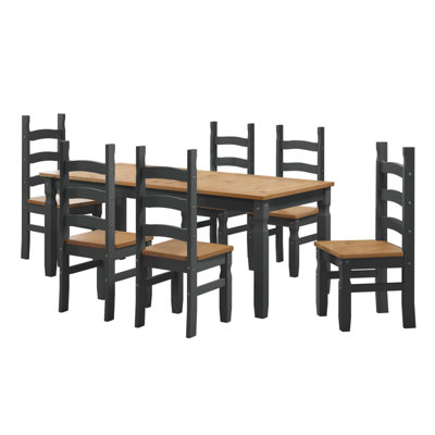 Corona Charcoal 6'0" Dining Table & 6 Chairs