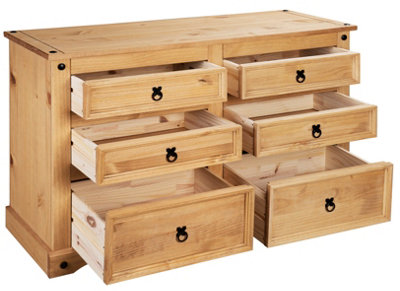 Corona Chest of Drawers Pine 6 Drawer Solid Mexican Wax Sideboard