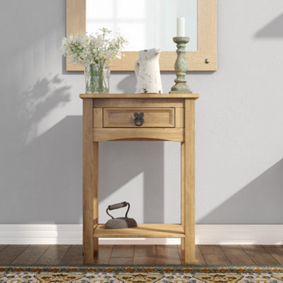 Corona Console Table 1 Drawer Mexican Solid Pine Hall End