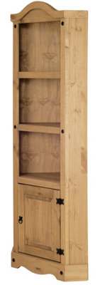 Corona Corner Bookcase Pine Display Cupboard 3 Book Shelves Mexican
