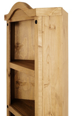 Corona Corner Bookcase Pine Display Cupboard 3 Book Shelves Mexican