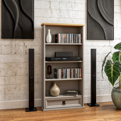 Corona Grey DVD 1 Drawer Bookcase CD Rack Mexican Solid Pine