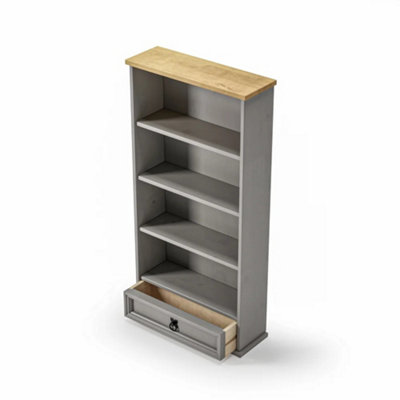 Corona Grey DVD 1 Drawer Bookcase CD Rack Mexican Solid Pine
