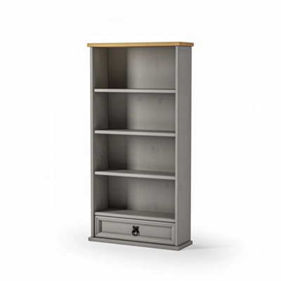 Corona Grey DVD 1 Drawer Bookcase CD Rack Mexican Solid Pine