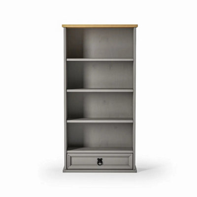 Corona Grey DVD 1 Drawer Bookcase CD Rack Mexican Solid Pine