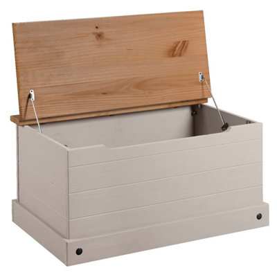 Corona Grey Solid Pine Ottoman Single Bedding Box Toy Chest Blanket