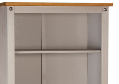 Corona Grey Tall Bookcase Mexican Solid Pine 5 Shelf