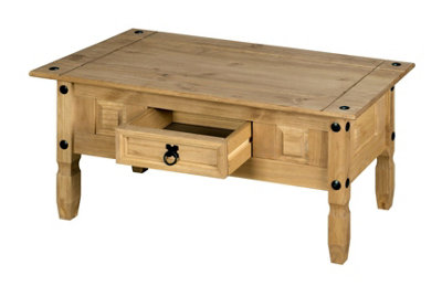 Corona Pine Coffee Table 1 Drawer Solid Wood Occasional Table
