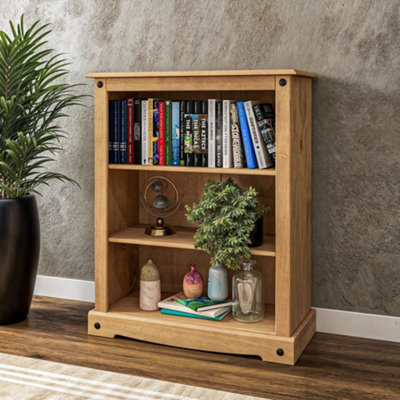 Corona Small Pine Bookcase 3 Book Shelves Mexican Solid Wood