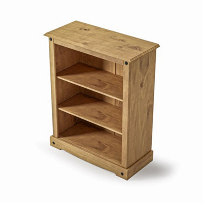 Corona Small Pine Bookcase 3 Book Shelves Mexican Solid Wood