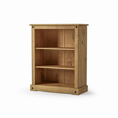 Corona Small Pine Bookcase 3 Book Shelves Mexican Solid Wood
