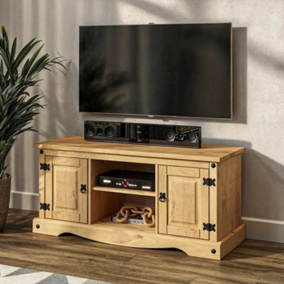 Corona TV Stand 2 Door Flat Screen Television Unit Mexican Solid Pine