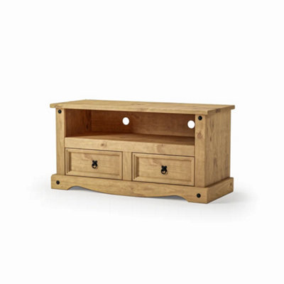 Corona TV Stand 2 Drawer Flat Screen Television Unit Mexican Pine