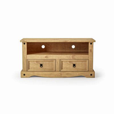 Corona TV Stand 2 Drawer Flat Screen Television Unit Mexican Pine