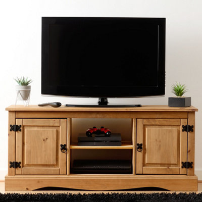 Corona Waxed Pine 2 Door 1 Shelf Flat Screen TV Unit Cupboard Storage