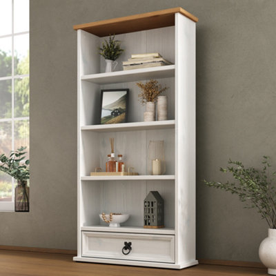CORONA WHITE 1 DRAWER DVD/CD RACK BOOKCASE STORAGE UNIT