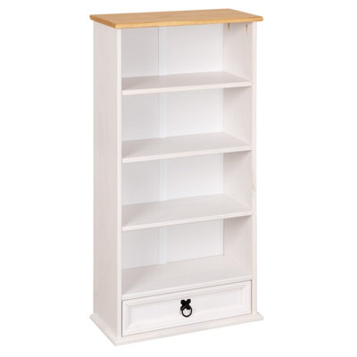 CORONA WHITE 1 DRAWER DVD/CD RACK BOOKCASE STORAGE UNIT