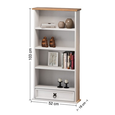 Corona White 1 Drawer DVD Rack Bookshelf 4 shelf Open Media Storage ...
