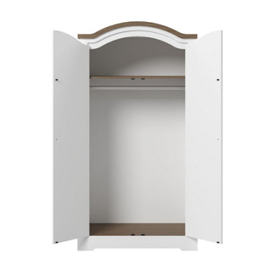 CORONA WHITE 2 DOOR ARCHED WARDROBE WAXED MEXICAN STYLING SOLID PINE TOP