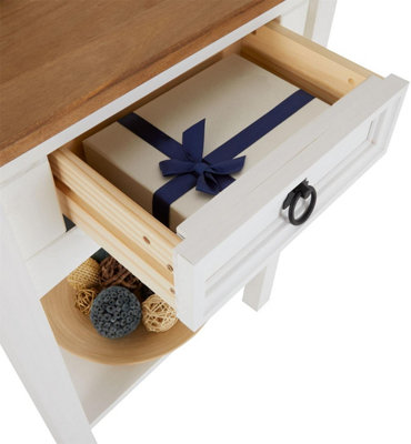 Corona White Console Table 1 Drawer Solid Wood Occasional Table