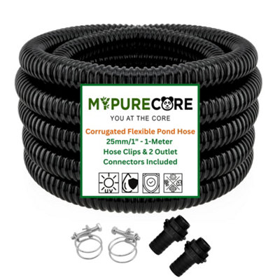 Corrugated Flexible Pond PVC Hose Set 25mm(1in) - 2 Clips and 2 ...