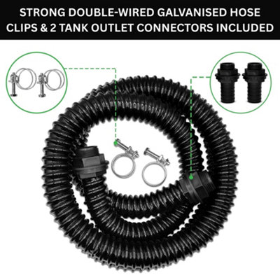 CORRUGATED FLEXIBLE POND PVC HOSE SET 25MM(1IN) - 2 CLIPS AND 2 ...