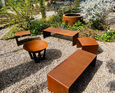 Corten steel stool , garden stool, metal stool , indoor side table ...