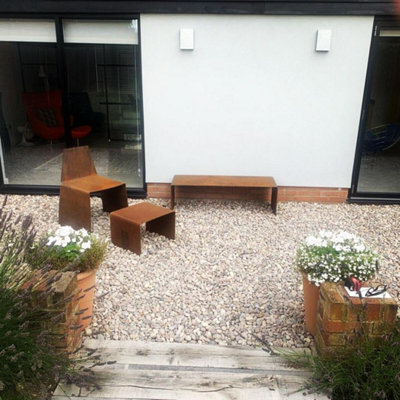 Corten steel stool , garden stool, metal stool , indoor side table ...
