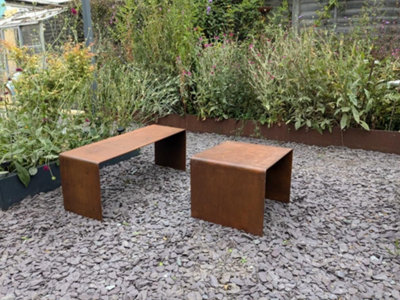 Corten steel stool , garden stool, metal stool , indoor side table ...