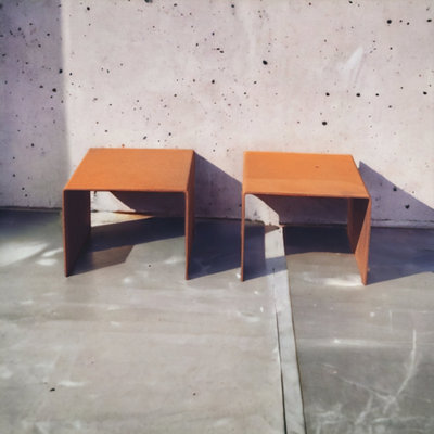 Corten steel stool , garden stool, metal stool , indoor side table ...