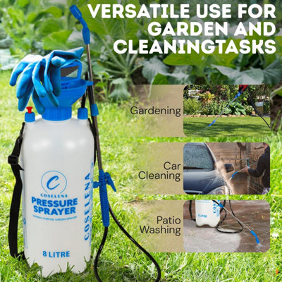 Coselena 8L Garden Sprayer High Pressure Sprayer with Adjustable Nozzle ...