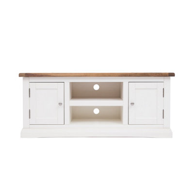 Cosenza Off White 2 Door TV Cabinet Chrome Knob