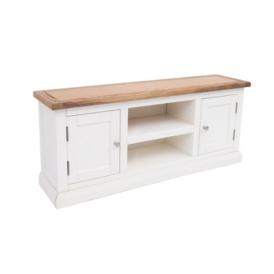 Cosenza Off White 2 Door TV Cabinet Chrome Knob