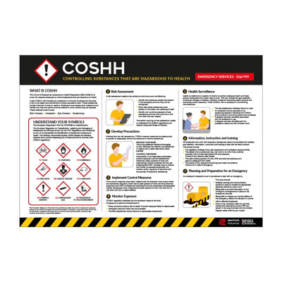 COSHH Safety Poster Hazardous Substances Awareness A2 Scuff Resistant PVC