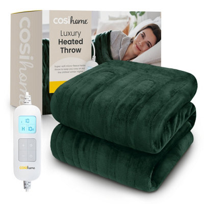 Cosi Home Fleece Electric Heated Throw - Racing Green