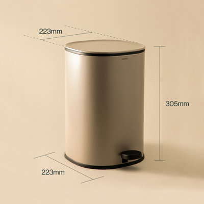 COSMIC Bathroom Bin Trash Can, 5L, Pedal, Soft-close, Removable Inner ...