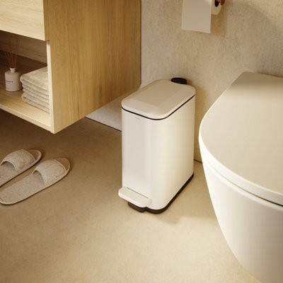 COSMIC Bathroom Bin Trash Can 5L, Slim Design,Pedal, Soft-close ...