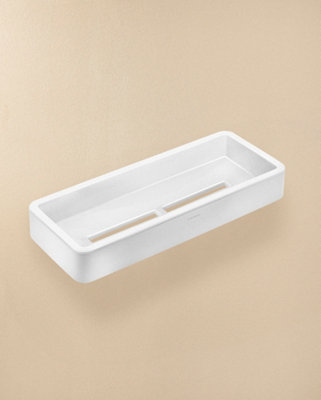 COSMIC Bathroom Shelf Rectangular, 30 cm, White Matt, Metal & plastic ...