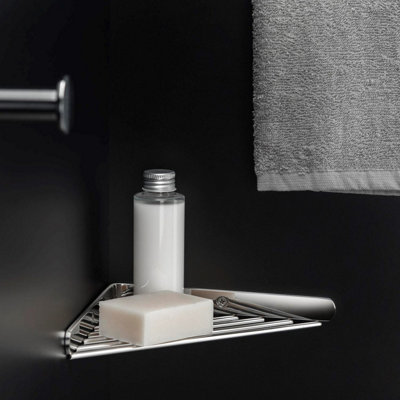 COSMIC Corner Shower Caddy, Shower Basket, 18cm, Silver, Anti-corrosion ...