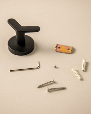 Cosmic Double Hook, Matte Black, Wall-Mounted, 6,5cm, Collection Start