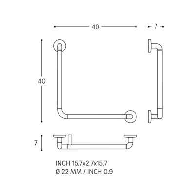COSMIC Folding Grab rail 75cm, U-shaped with Toilet Roll Holder, Matt ...
