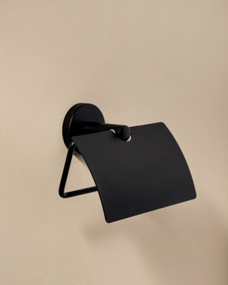 Cosmic Paper Holder With Cover Matte Black Start | DIY at B&Q