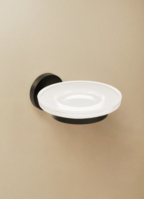 COSMIC Soap Dish, Wall-mounted, Glass and Metal, Matt Black, Anti ...