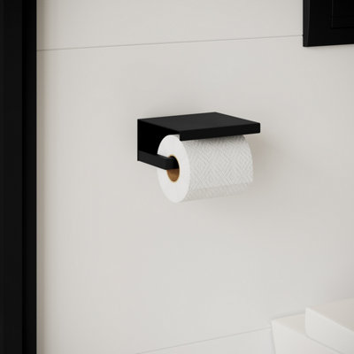COSMIC Toilet roll holder, Black Matt, Wall-mounted, 13 cm. Collection ...