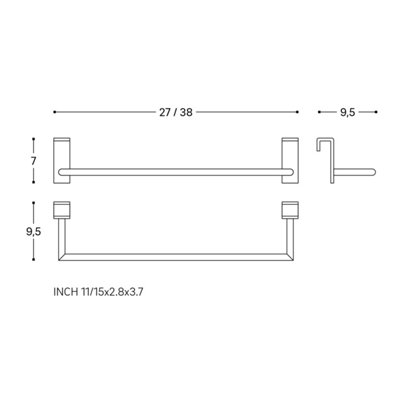 COSMIC Towel rail, 38cm, Over the Cabinet Door, White, Anti-corrosion ...