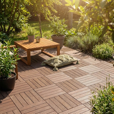 Cosmo 10 Pack Garden Composite Interlocking Decking Tiles Recycled ...