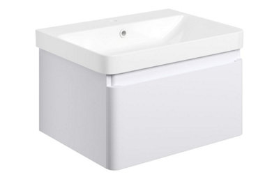 Cosmo 600mm Basin Unit & Close Coupled WC Pack - Matt White w/Black ...