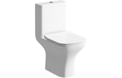 Cosmo 600mm Basin Unit & Close Coupled WC Pack - Matt White w/Black ...